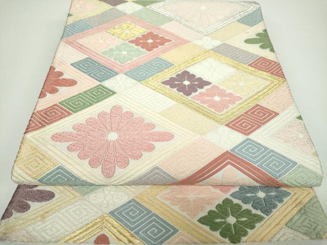 平和屋着物●六通柄袋帯　唐織　花菱文　金銀糸　正絹　逸品　DAAX4042ps