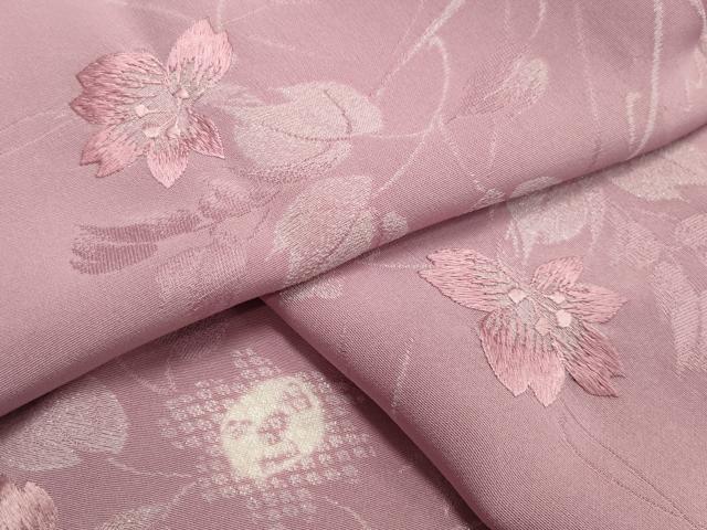 平和屋着物●長襦袢　単衣　刺繍　枝花文　正絹　逸品　CAAX5921gh