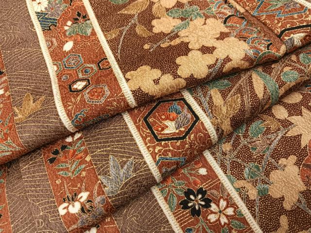 平和屋着物●上質な小紋　花蝶間道　金彩　正絹　逸品　未使用　AABB0368ph