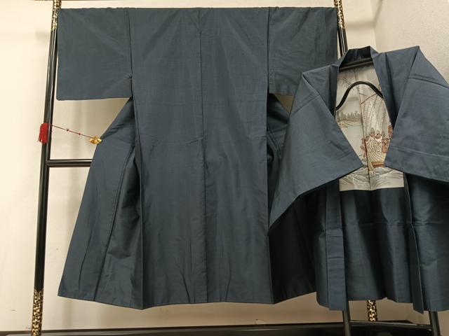 平和屋着物●男性　本場村山大島紬　アンサンブル　亀甲文様　正絹　逸品　AABB0409ph