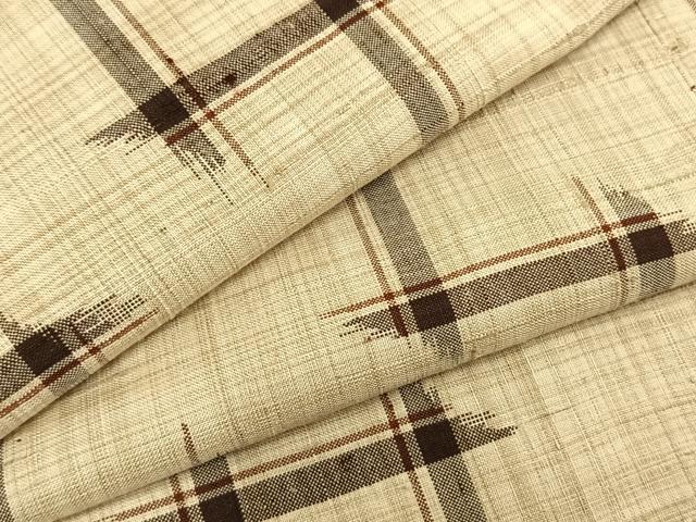 平和屋着物▽上質な紬　単衣　変わり縞　正絹　逸品　AABA7676fy