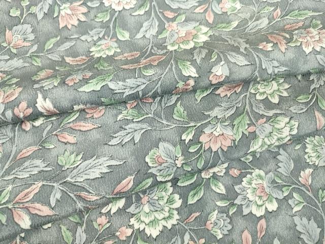 平和屋着物▽上質な小紋　単衣　更紗花文　正絹　逸品　DAAV5940az