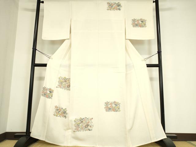 平和屋着物▽訪問着　単衣　草花文　正絹　逸品　未使用　DAAX3002az