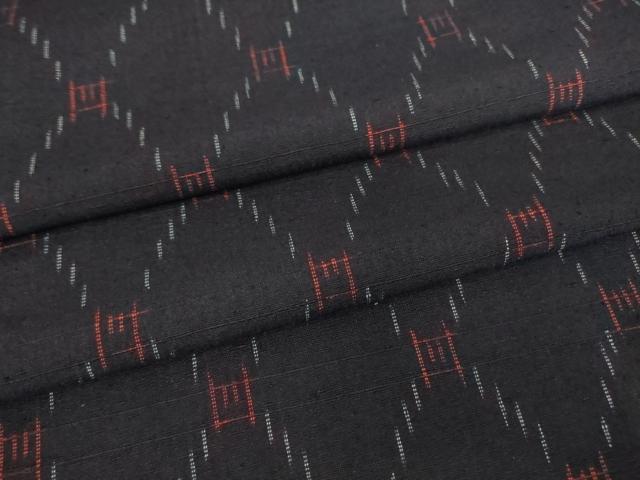 平和屋着物▽上質な紬　単衣　菱文　正絹　逸品　DAAX3003az