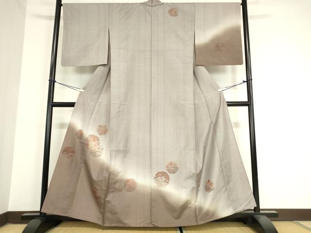 平和屋着物▽本場染大島紬　訪問着　単衣　刺繍　雪輪花文　暈し染め　正絹　逸品　DAAX3026az