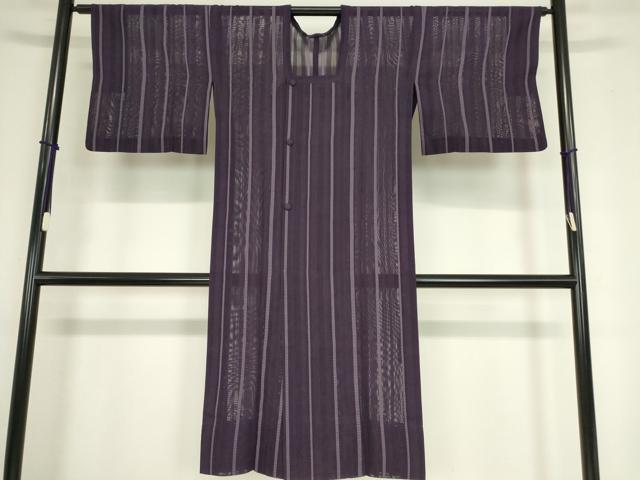 平和屋着物▽道行コート　スリーシーズン　春夏秋　塵除け　縞　ロング丈　正絹　逸品　DAAX3033az