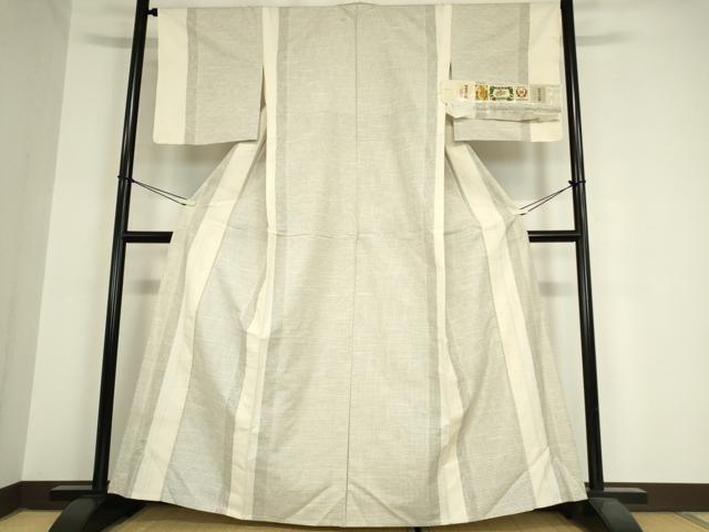 平和屋着物▽結城紬　単衣　間道　証紙付き　正絹　逸品　DAAX3049az