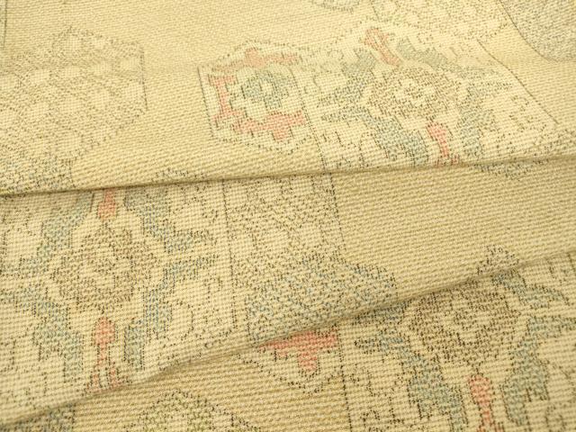 平和屋着物▽上質な紬　単衣　亀甲花文　正絹　逸品　DAAX3056az