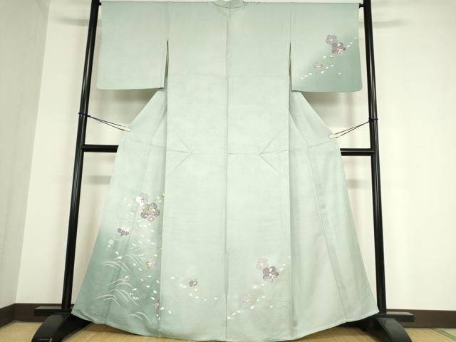 平和屋着物▽訪問着　単衣　舞花文　暈し染め　正絹　逸品　DAAX3067az