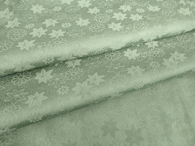 平和屋着物▽上質な色無地　単衣　花楓地紋　湊鼠色　正絹　逸品　DAAX3117az