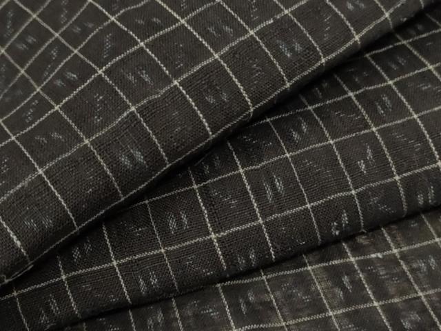 平和屋着物＊夏物　上布　格子　麻　逸品　AABA9354jd