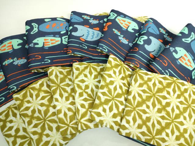 平和屋着物■極上　両面　半幅帯　魚　花菱　DZAB0271kh5