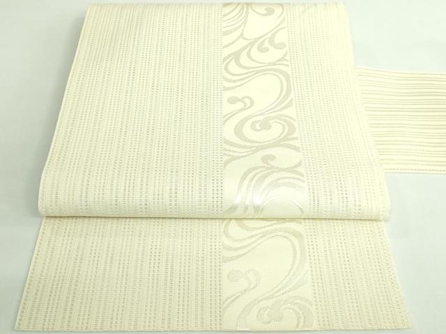 平和屋着物■極上　夏物　本場筑前博多織　八寸名古屋帯　紗献上　流水間道　蒸栗色地　逸品　DZAB0297kh5