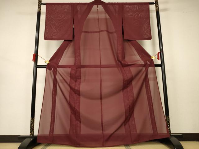 平和屋着物＊夏物　色無地　絽　葡萄茶色　洗える着物　未使用　AABB2486jd