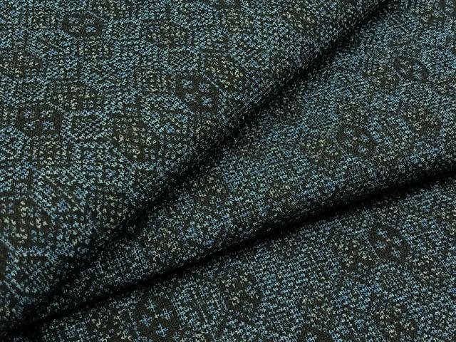 平和屋着物▽本塩沢　単衣　亀甲柄　正絹　逸品　AABB2480jh