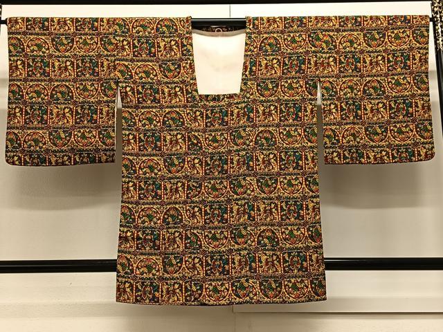 平和屋着物＃道行コート　更紗花文　正絹　逸品　CAAX7883ua