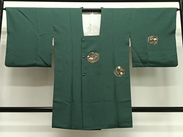 平和屋着物＃中国三大刺繍　スワトウ刺繍　汕頭刺繍　総刺繍　道行コート　花丸文　金銀糸　ロング丈　正絹　逸品　CAAX7887ua