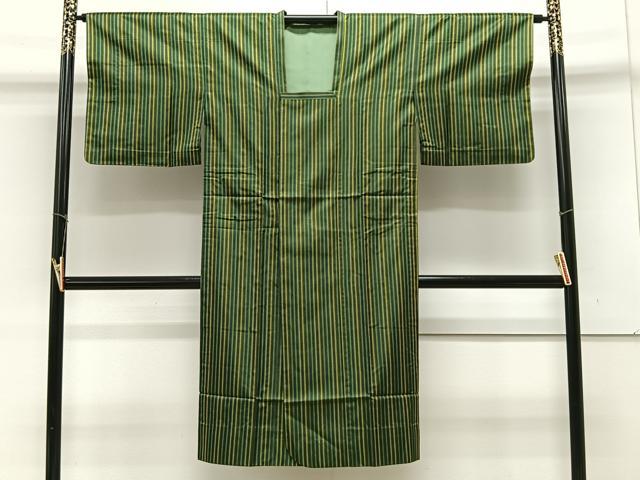 平和屋着物＃道行コート　雨コート　単衣　縞　大丸扱い　正絹　逸品　CAAX7878ua