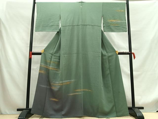 平和屋着物●人間国宝　福田喜三郎　訪問着　箔散らし文様　暈し染め　金彩　正絹　逸品　AABB1735mf