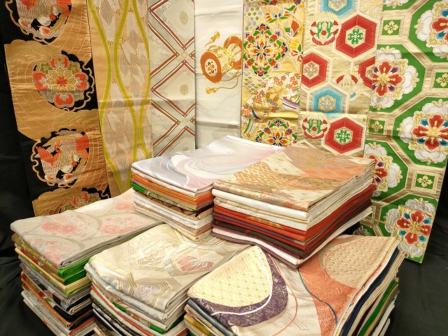 平和屋本店■袋帯 西陣 まとめて100点 鳳凰 向かい鶴 孔雀 蝶 辻が花 花柄 宝相華 楽器 宮田織物 駒刺繍 未使用品あり 全て正絹 se3677