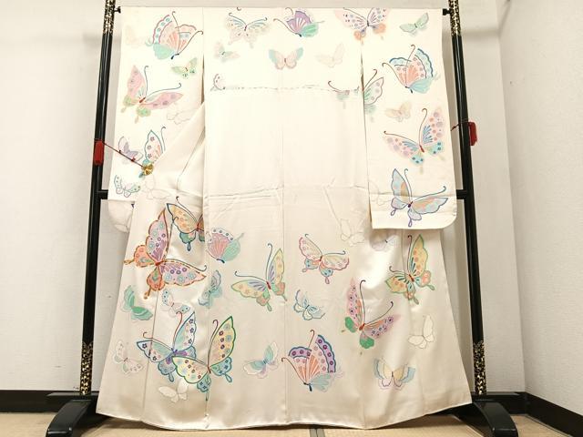 平和屋着物●豪華振袖　駒刺繍　舞蝶文　金彩　正絹　逸品　AABB3627ph