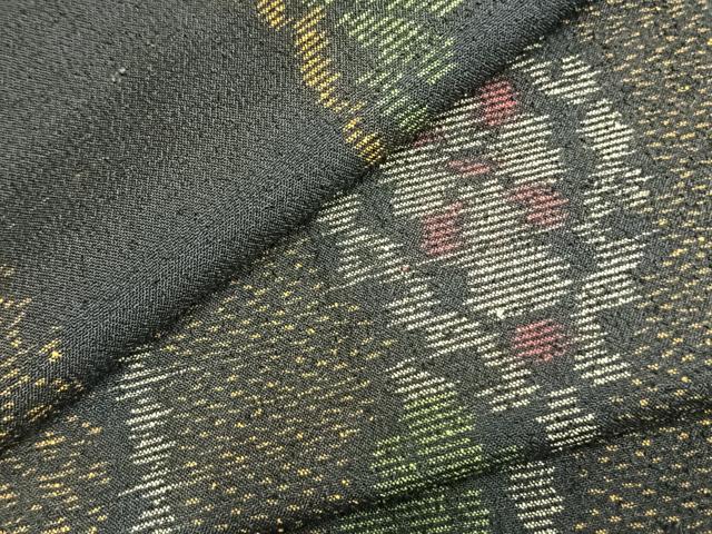 平和屋着物▽お召　単衣　吉祥花間道　正絹　逸品　AABB2143fy