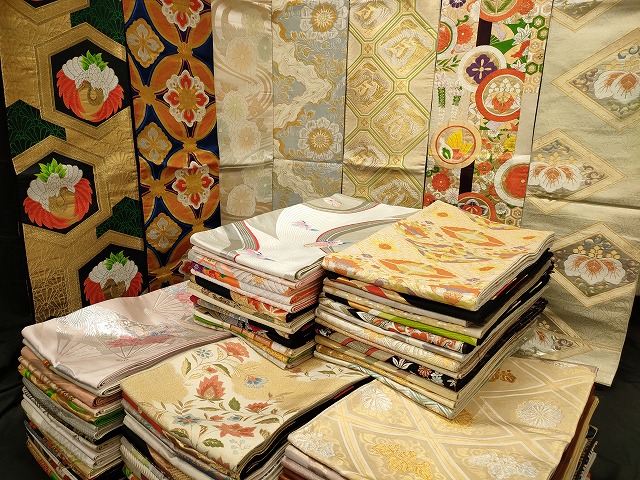 平和屋本店■袋帯 西陣 まとめて100点 向かい鳳凰 鶴 鴛鴦 向かい蝶 更紗 花柄 七宝 宝相華 佐賀錦 金銀糸 未使用品あり 全て正絹 se3685