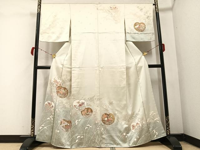 平和屋着物●訪問着　駒刺繍　橘　枝花文　暈し染め　金彩　正絹　逸品　AABB3652ph