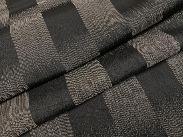 平和屋着物●お召　変わり間道　黒地　正絹　逸品　AABB3647ph