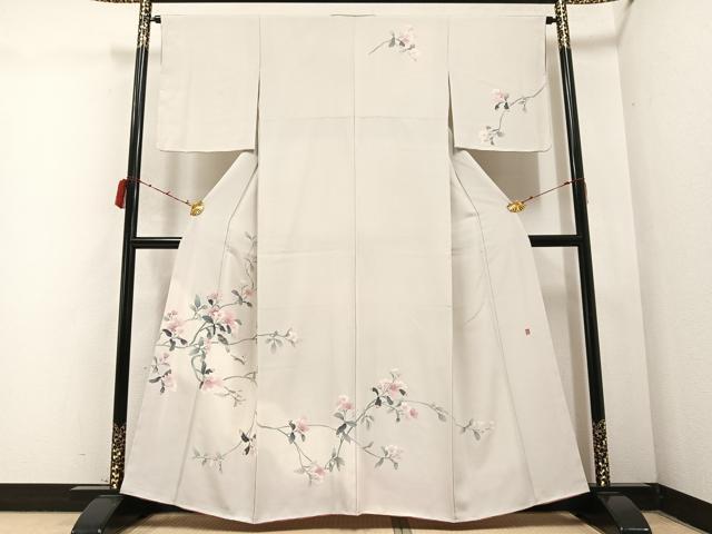 平和屋着物●訪問着　友禅　作家物　花鳥文　正絹　逸品　未使用　AABB4332ph