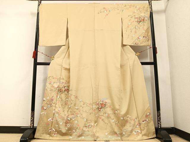 平和屋着物●訪問着　地紙花車文　金彩　正絹　逸品　AABB3676ph