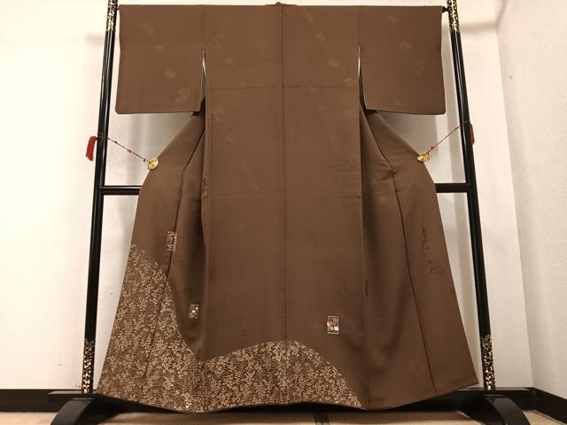 平和屋着物●友禅作家の巨匠　浅井青仁　訪問着　色紙草花文　金彩　正絹　逸品　AABB4330ph