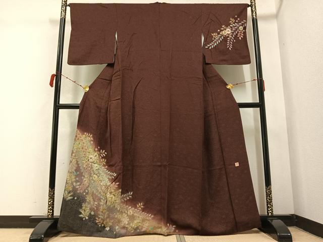 平和屋着物●伝統工芸士　寺谷昇　訪問着　絞り　辻が花　暈し染め　金彩　金通し地　正絹　逸品　AABB4327ph