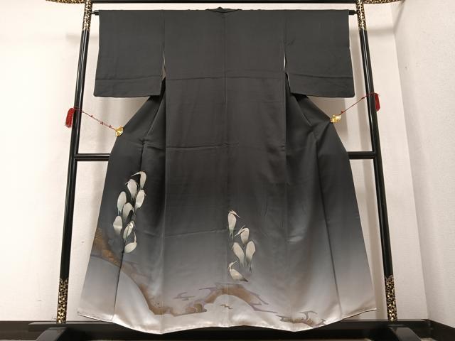 平和屋着物●色留訪問着　鷺　暈し染め　金銀彩　さが美扱い　正絹　逸品　AABB3662ph