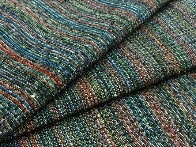 平和屋着物▽上質な紬　単衣　縞　正絹　逸品　AABB3920jh