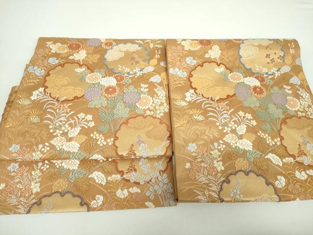 平和屋着物●つけ帯　唐織　雪輪秋草文　金銀糸　正絹　逸品　DAAX4638ps