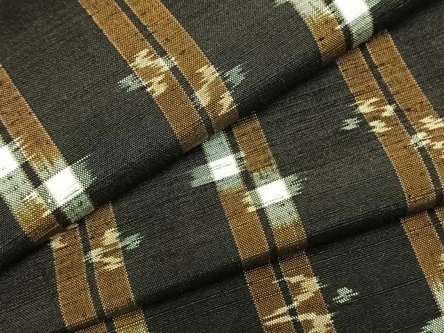 平和屋着物▽上質な紬　単衣　琉球絣　正絹　逸品　AABB2197fy