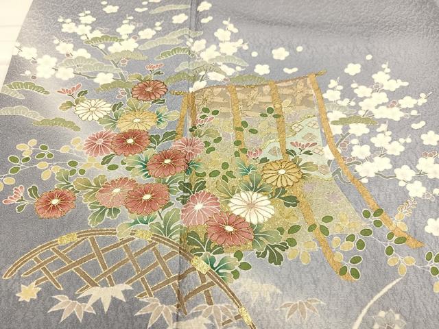 平和屋着物○訪問着 松竹梅几帳草花籬文 暈し染め 金彩 松坂屋