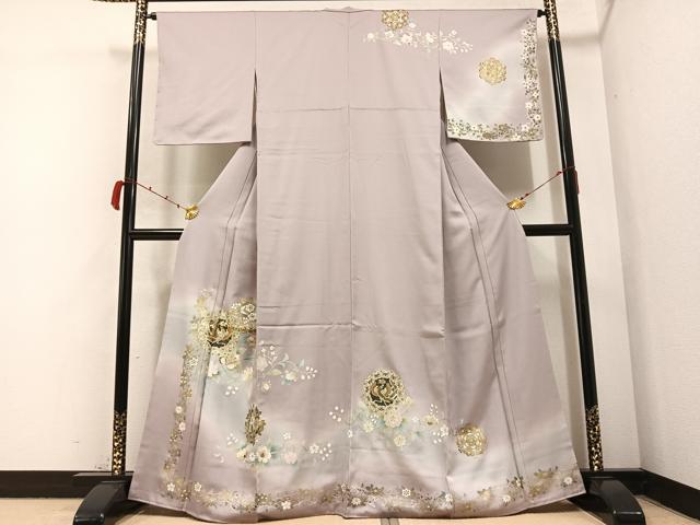 平和屋着物●訪問着　鳳凰更紗唐草文　暈し染め　金彩　正絹　逸品　AABB4381ph