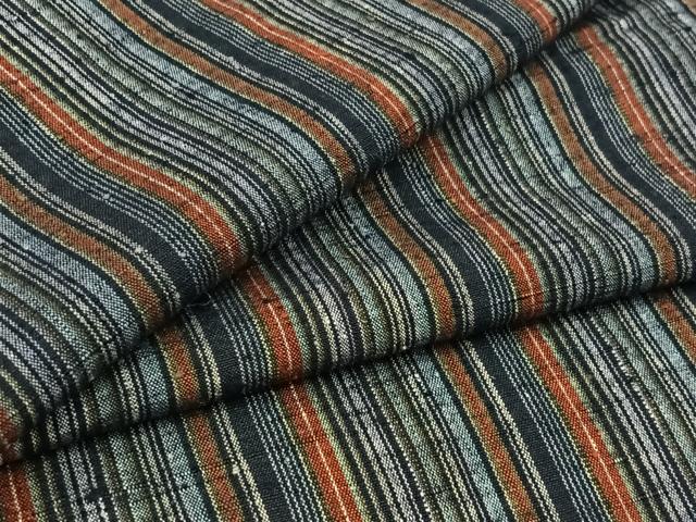 平和屋着物▽上質な紬　単衣　縞　やまと誂製　正絹　逸品　AABB4502jh