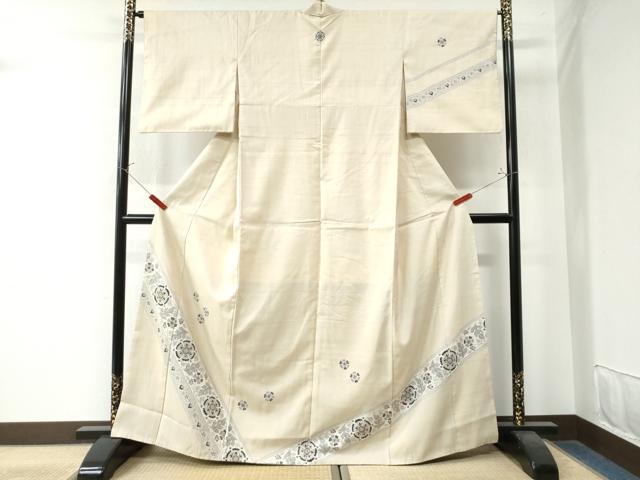 平和屋着物●訪問着　紬地　花唐草文　金彩　正絹　逸品　CAAW8358yc