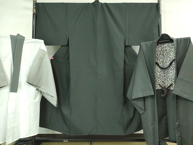 平和屋本店■極上 男性 銀座もとじ 米沢お召 アンサンブル 長羽織・半襦袢セット 着物：蝋色 長羽織：羊羹色 たとう紙付き 逸品 DZAA4109kh5