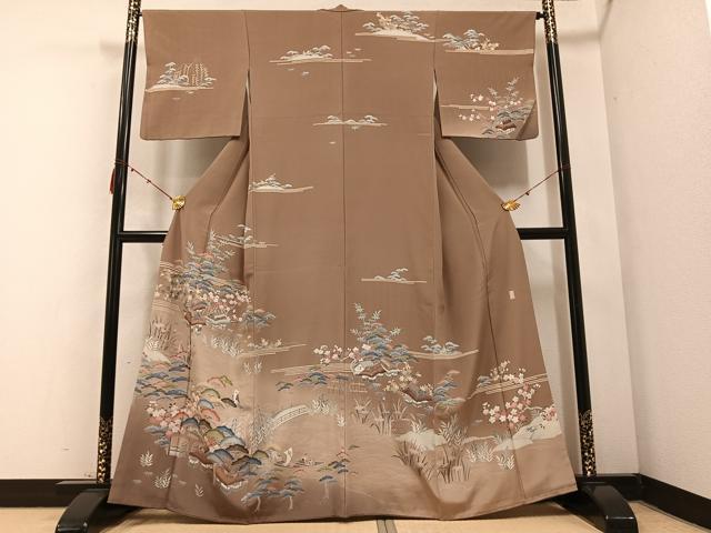 平和屋着物●訪問着　友禅　作家物　藤林　松竹梅人物風景文　暈し染め　やまと誂製　正絹　逸品　AABB6244ph