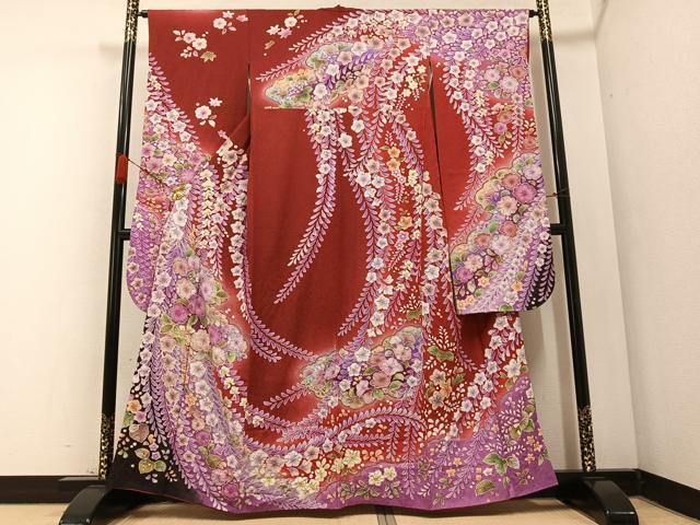 平和屋着物●豪華振袖　小寺義一　辻が花　絞り　暈し染め　金通し地　京都きもの友禅扱い　正絹　逸品　AABB5157ph