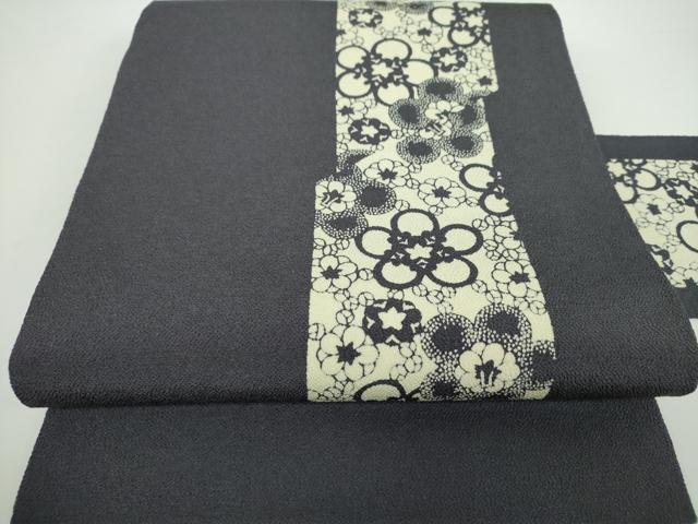 平和屋着物●九寸名古屋帯　作家物　伊勢型染　舞梅　鬼しぼ縮緬　正絹　逸品　未使用　DAAX4770ps