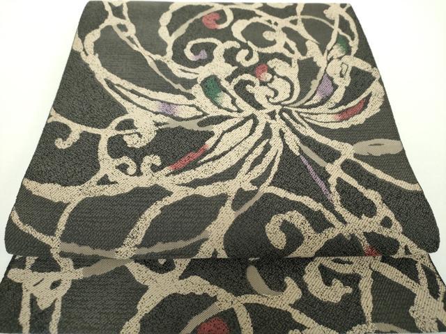 平和屋着物●八寸名古屋帯　舞花文　正絹　逸品　DAAX4789ps