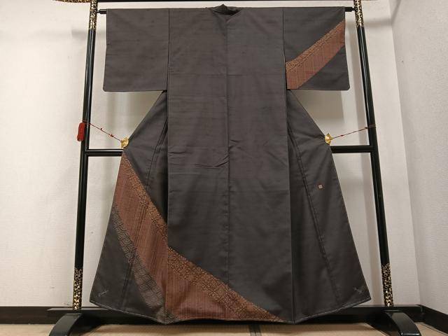 平和屋着物●石川県指定無形文化財　牛首紬　白山工房　手織り　訪問着　草花文　正絹　逸品　未使用　AABB7207ph