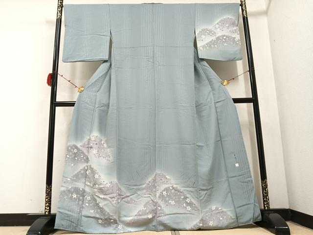 平和屋着物●訪問着　作家物　林淳一　竹屋町刺繍　遠山桜文　暈し染め　正絹　逸品　AABB7225ph