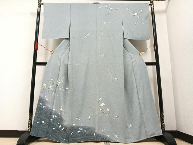 平和屋着物●訪問着　友禅　流水枝花文　暈し染め　正絹　逸品　AABB7239ph