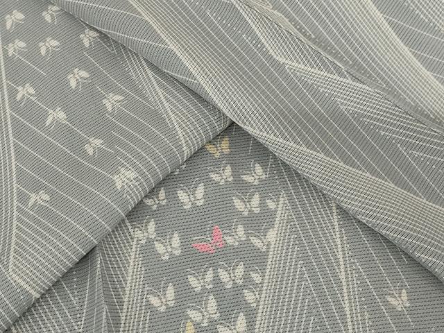 平和屋着物＊夏物　小紋　絽　舞蝶文　正絹　逸品　AABB5934st